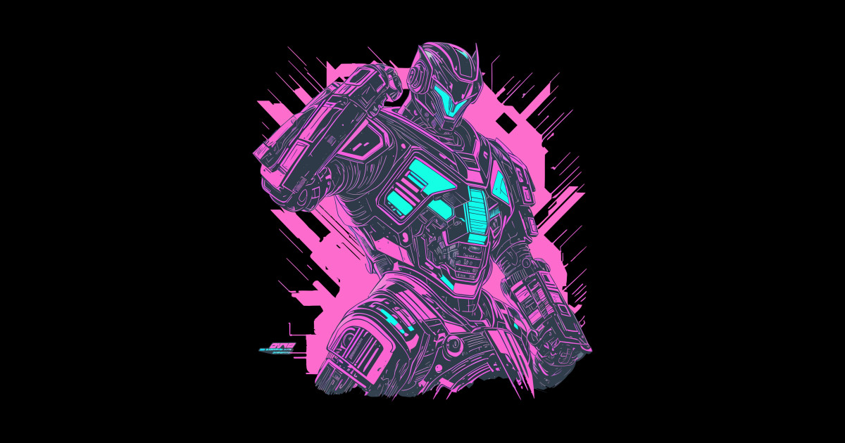 Fight Robot - Drip Neon - Robot - Sticker | TeePublic