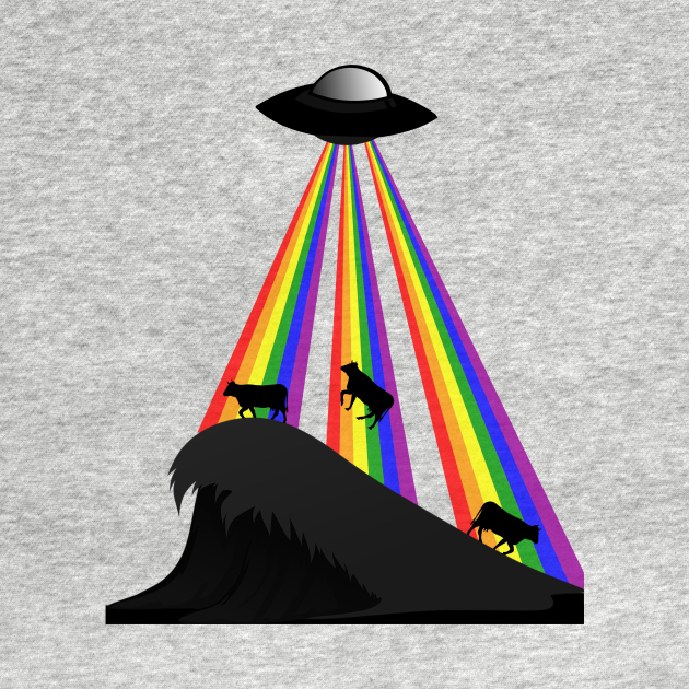 Alien Abduction Cows Rainbow Ray - Aliens - T-Shirt | TeePublic