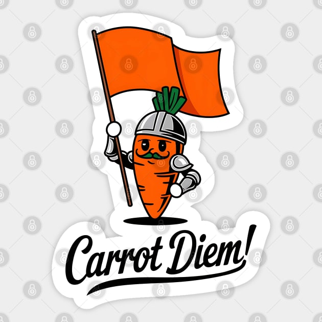Carrot Diem - Brave Carrot Warrior with Flag - Carrot - Sticker | TeePublic