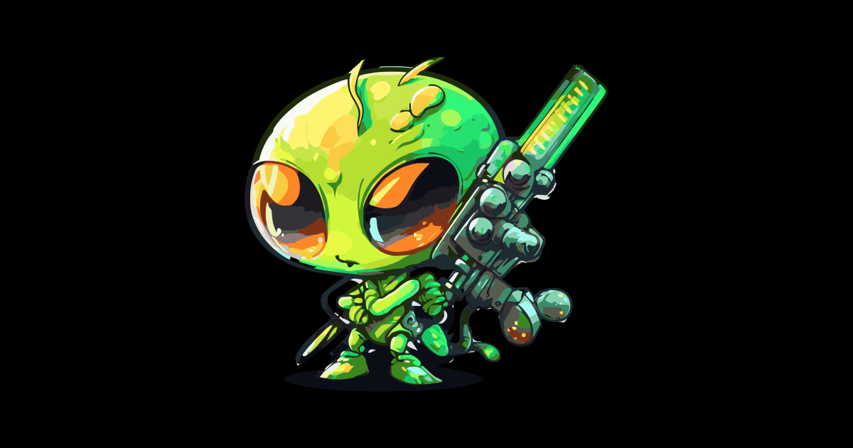 Alien with gun - Alien - Sticker | TeePublic