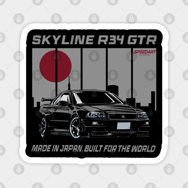 Skyline R34 - JDM Icon - Nissan Skyline Gtr R34 - Magnet | TeePublic
