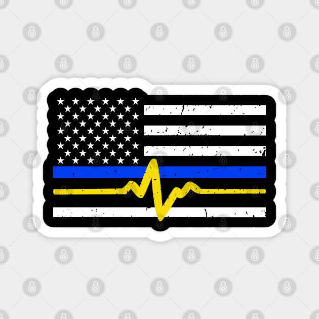 911 Dispatcher - Thin Blue Gold Line Flag - 911 Dispatcher Gift ...