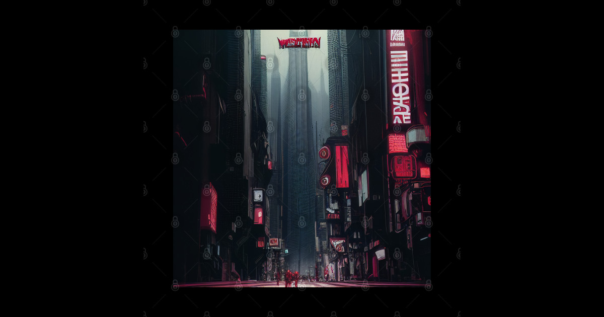 Vintage Cyberpunk City Night Poster - Cyberpunk - Sticker | TeePublic