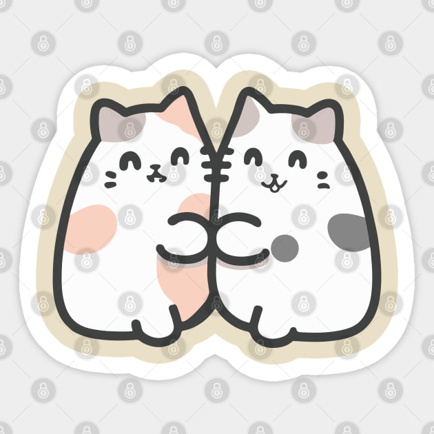 cute cartoon cat couple valentine - Cat Couple - Sticker | TeePublic
