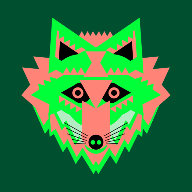 Neon Green Fox Face - What Does The Fox Say - Long Sleeve T-Shirt ...