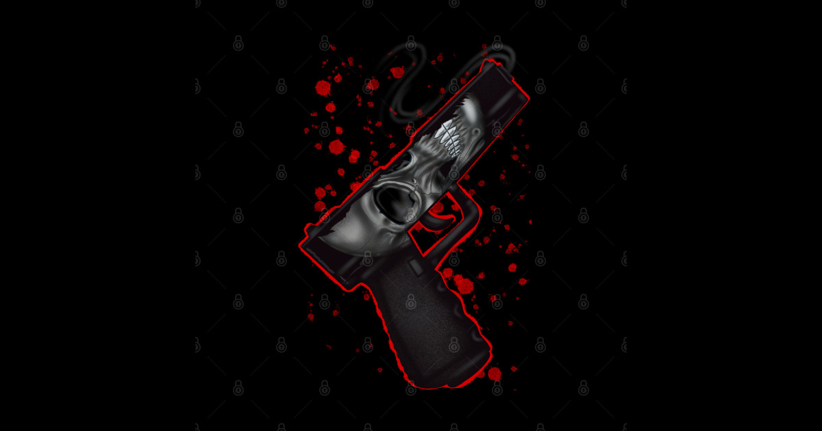 Handgun skull - Gun - Sticker | TeePublic