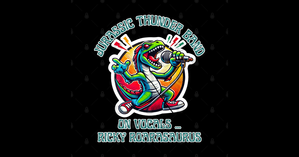 Jurassic Thunder Band Vocalist Ricky Roarasaurus T-Shirt - Dinosaurs ...