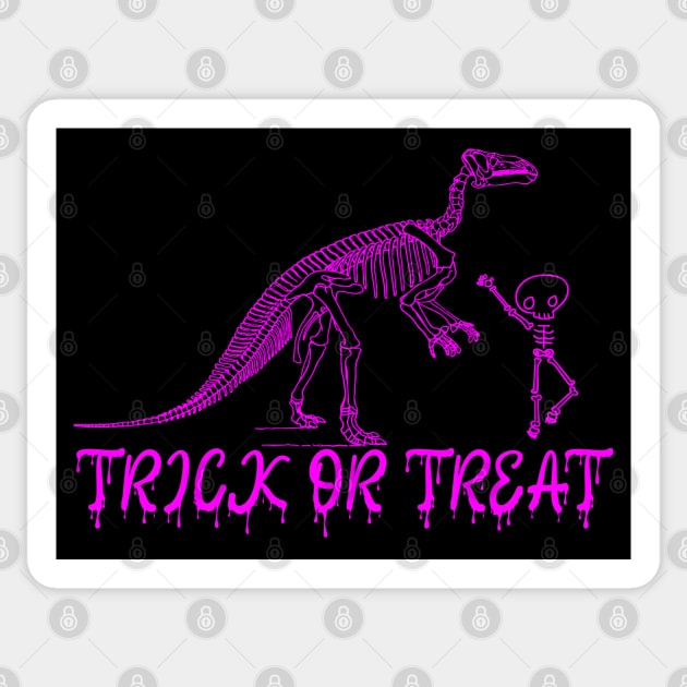 Pink Dinosaur Skeleton - Halloween - Sticker | TeePublic