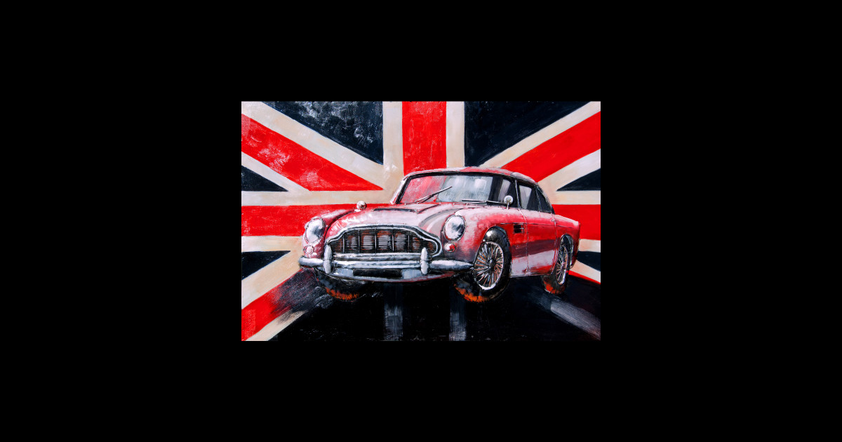 Aston Martin DB5 Sports Car Union Jack - Aston Martin - Sticker | TeePublic
