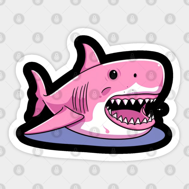 Cute Pink Shark - Cute Pink Shark - Sticker | TeePublic