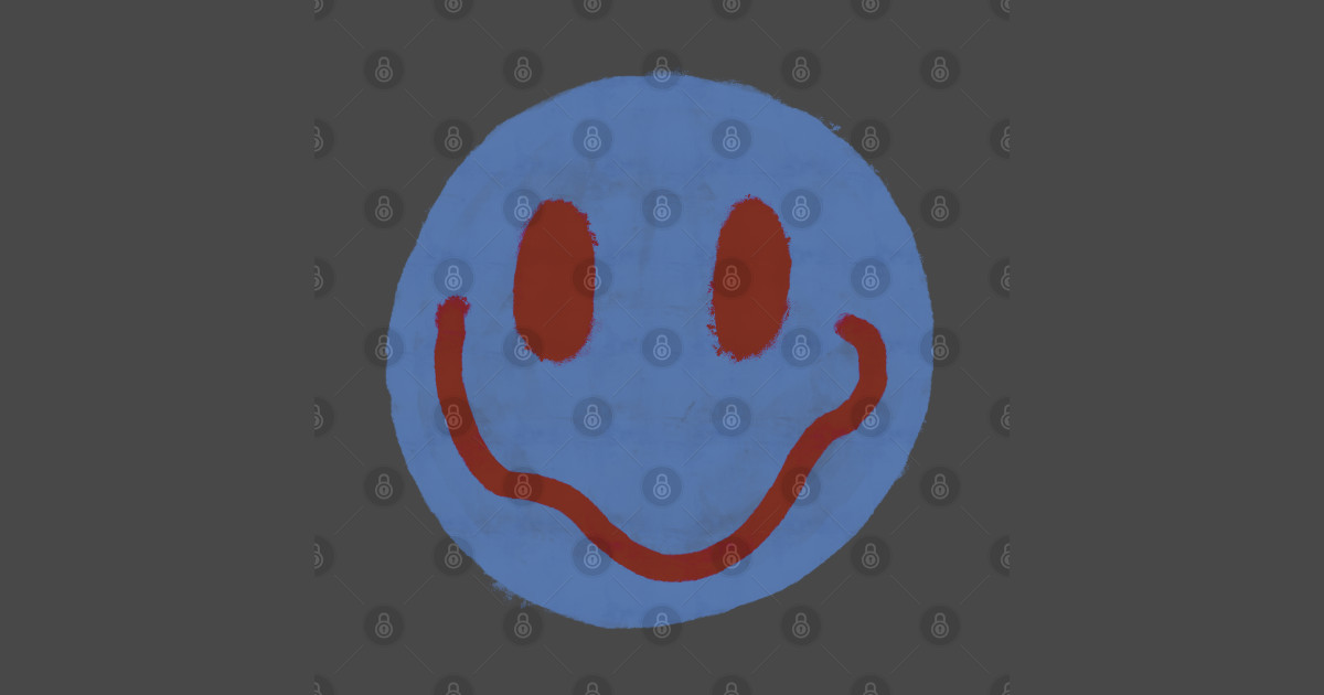 Blue and Maroon Smiley Face - Smiley Face - T-Shirt | TeePublic