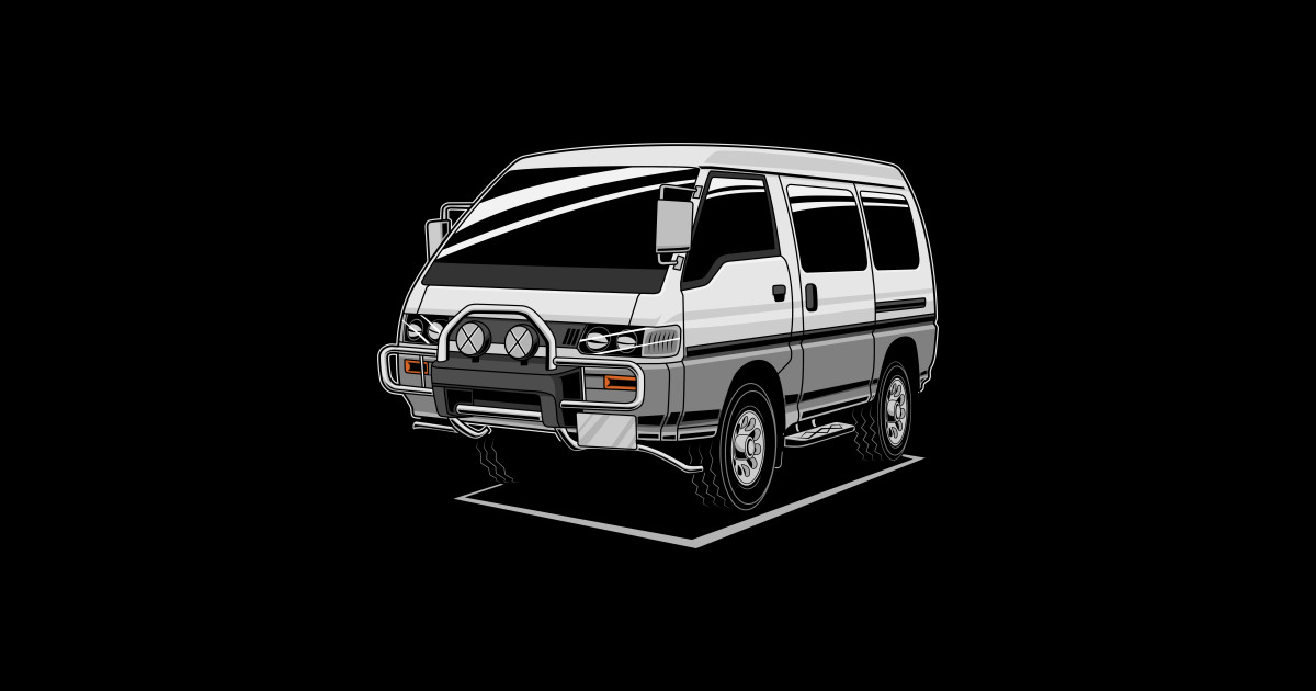 jdm white delica classic - Mitsubishi - Sticker | TeePublic