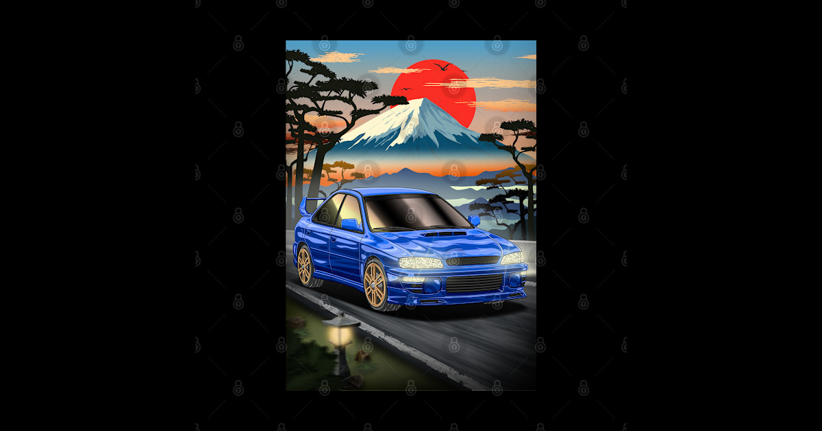 Blue Subaru Impreza WRX 22B Japanese Style - Subaru Impreza - Posters ...