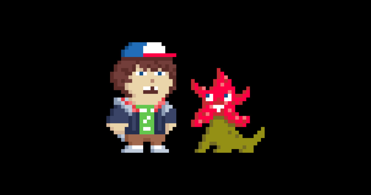 Dustin Demogorgon Pixel 8bit - Stranger Things - Sticker | TeePublic