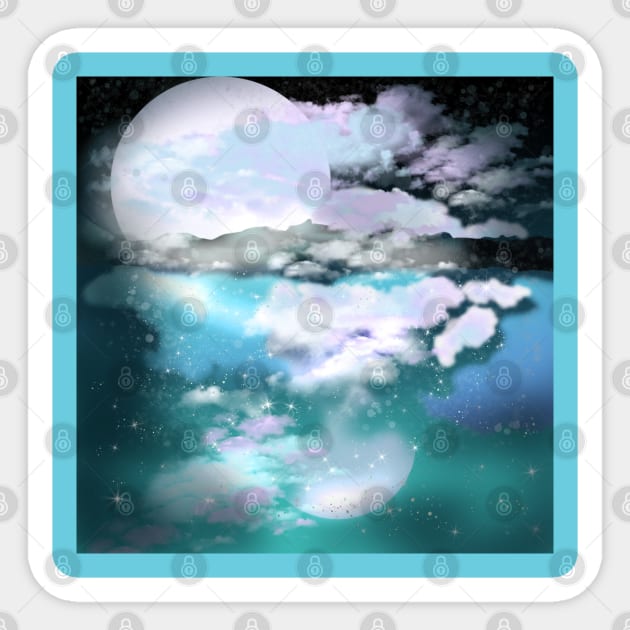 pale moon fantasy landscape - Fantasy World - Sticker | TeePublic