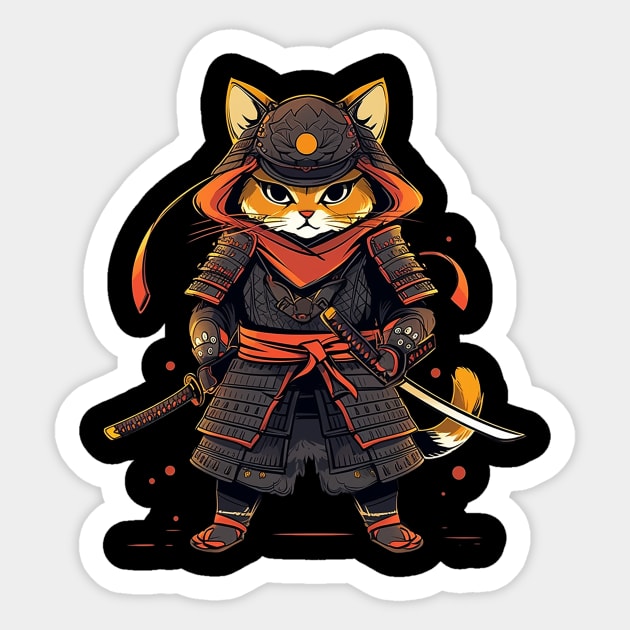 samurai cat - Samurai Cat - Sticker | TeePublic