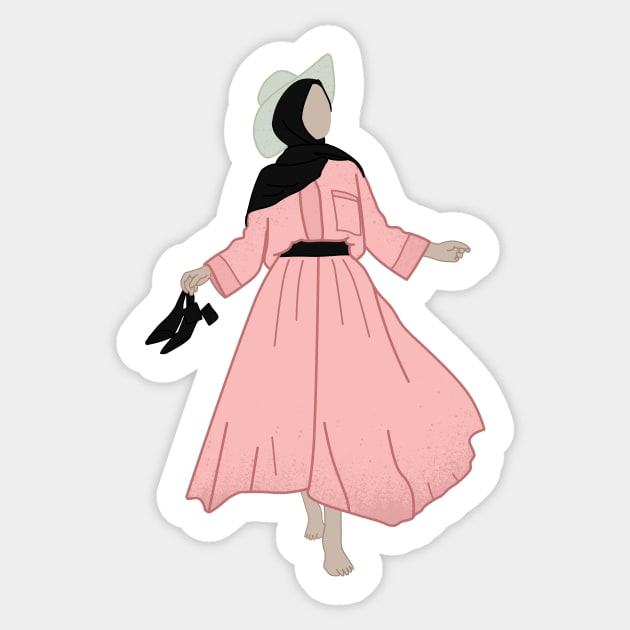 Sweet Hijabi Girl Vacation - Hijab Girl - Sticker | TeePublic