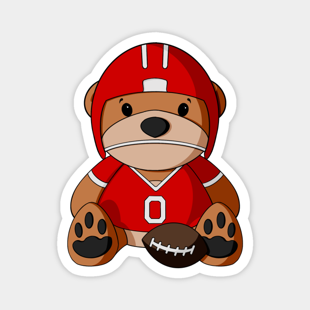 Football Player Teddy Bear - Sports - Magnet | TeePublic