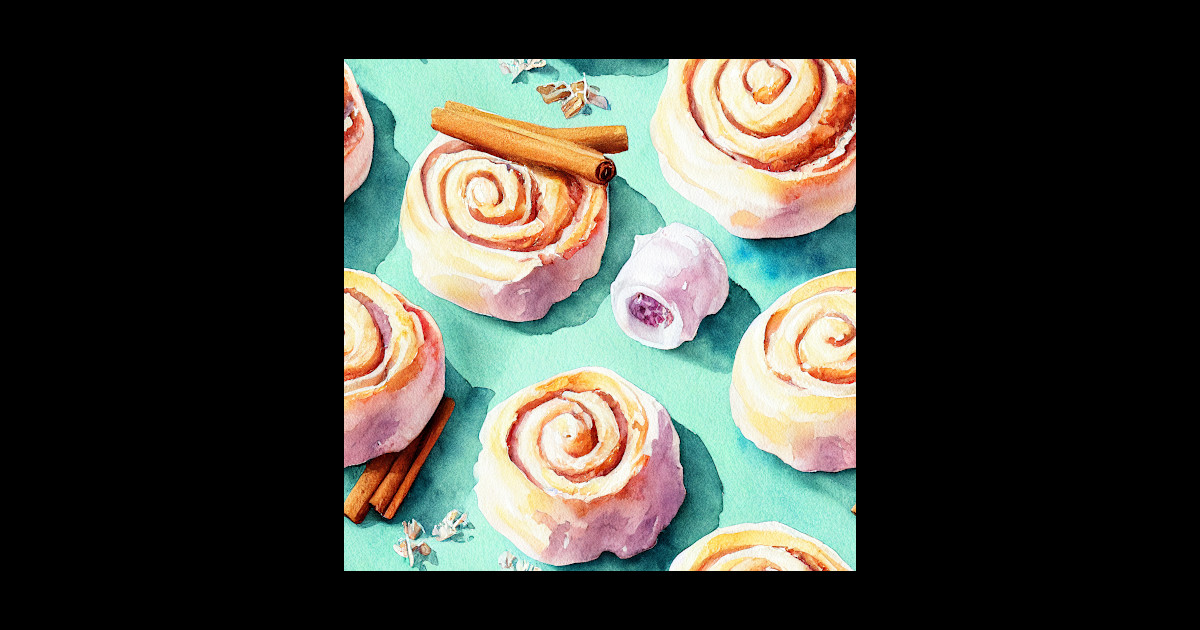 Watercolor cinnamon bun pattern - Cinnamon - Posters and Art Prints ...