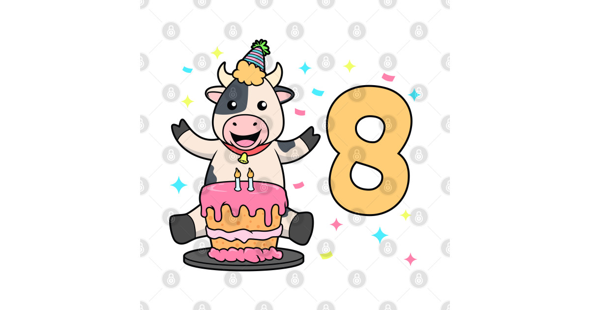 I am 8 with cow - kids birthday 8 years old - 8 Years Old Cow Birthday ...