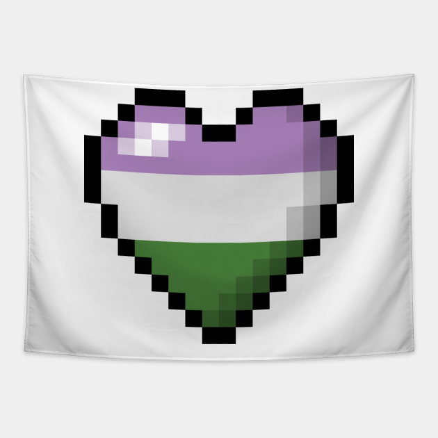 Large Pixel Heart Design in Genderqueer Pride Flag Colors - Genderqueer ...