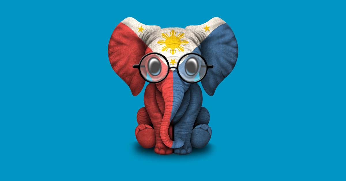 Baby Elephant with Glasses and Filipino Flag - Philippines - T-Shirt ...