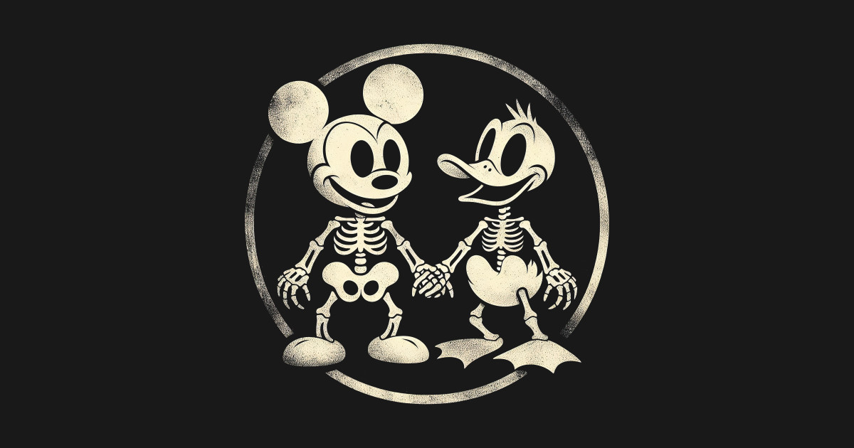 Mickey mouse and donald duck skeleton tshirt - Grunge - T-Shirt | TeePublic