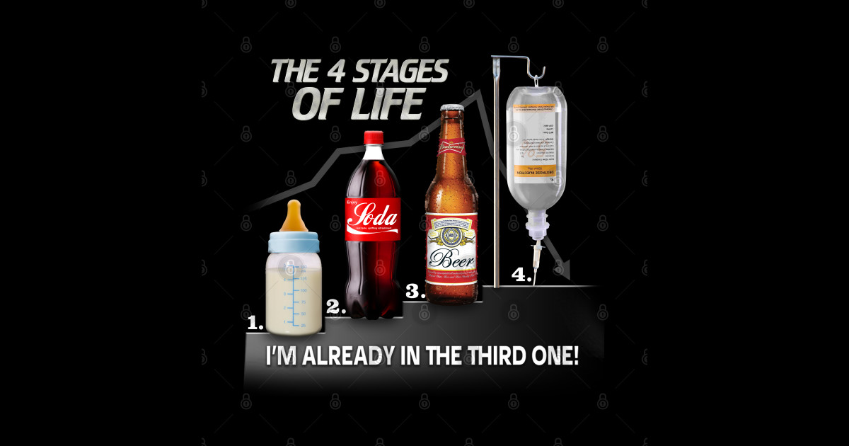 4 Stages of Life - Funnytee - Sticker | TeePublic