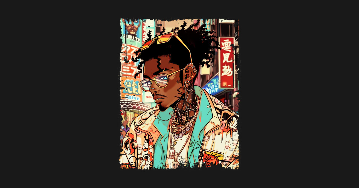 African Man in Tokyo Urban Streetwear Hip Hop Detailed - Streetwear - T ...