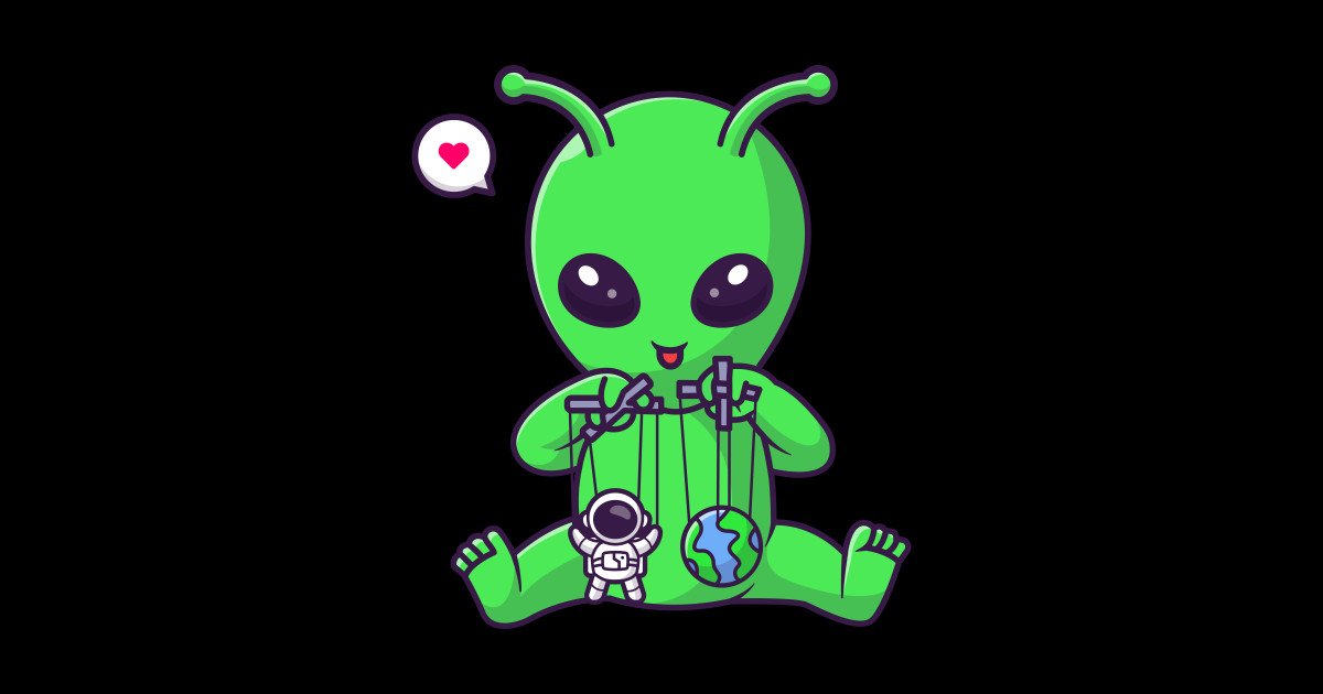 Cute Alien Playing Astronaut And Earth Puppet Cartoon - Cute Alien ...