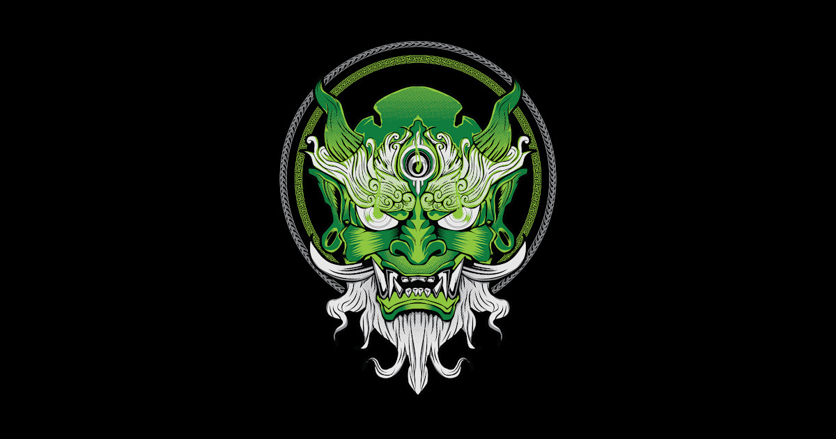 Oni Mask Green - Oni Mask - Sticker | TeePublic
