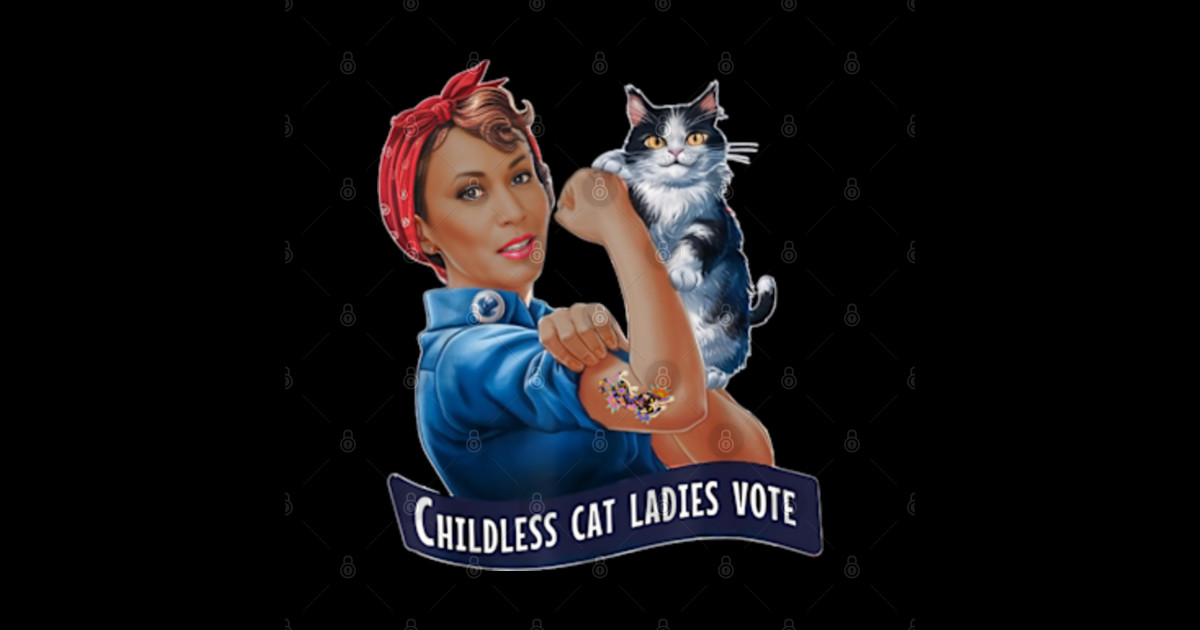 Cat-Lady-Voting-for-Kamala-2024 - Childless Cat Lady - Sticker | TeePublic
