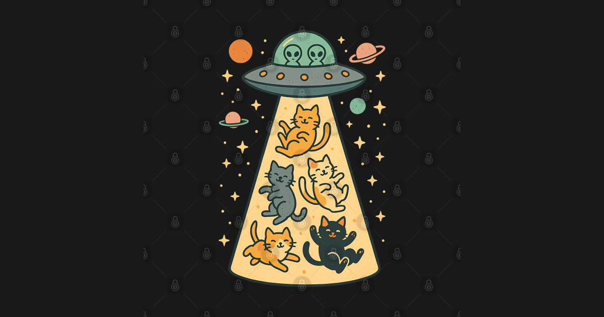 Funny UFO Cat Abduction - Funny Cats - T-Shirt | TeePublic