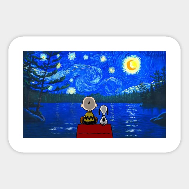 Charlie starry night parody - Starry Night Parody - Sticker | TeePublic