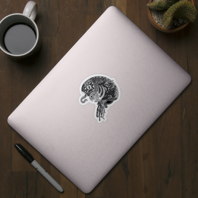 Eldritch Brain (Grayscale) - Brain - Sticker | TeePublic