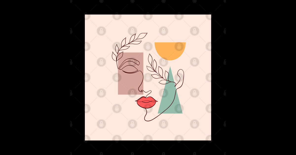 Woman face and geometric shapes - Surreal Woman Face - Sticker | TeePublic