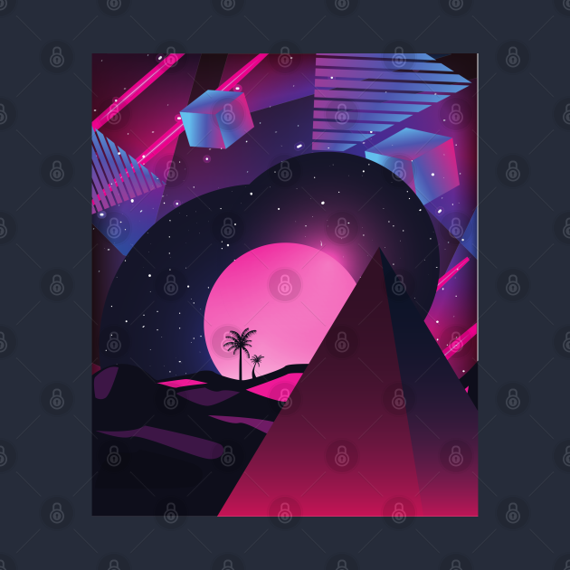 Vaporwave Synthwave Galactic Pyramid Sunset - Vaporwave Artwork - T ...