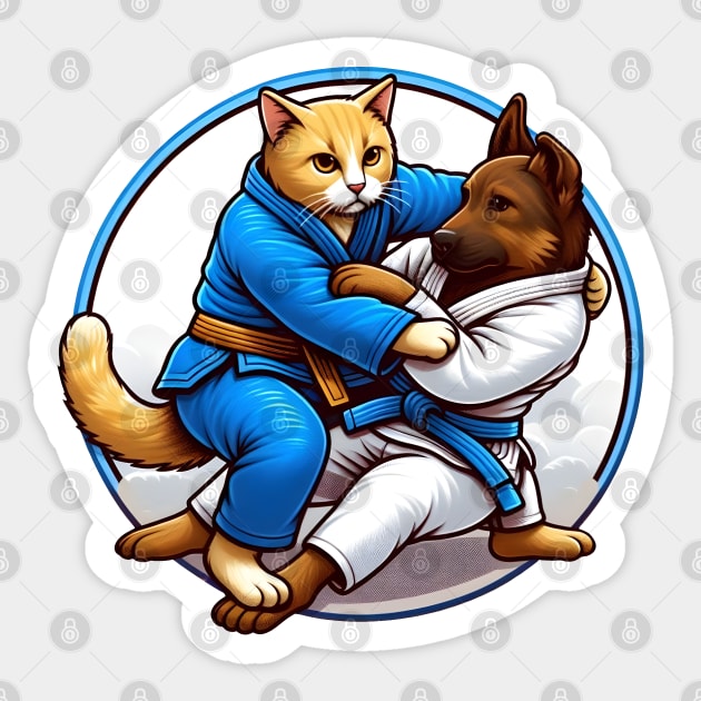 Jiu-Jitsu Cat - Brazilian Jiu Jitsu - Sticker | TeePublic