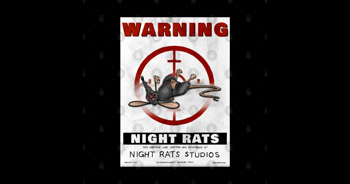 NIGHT RATS STUDIOS WARNING POSTER WHITE - Night Rats - Sticker | TeePublic