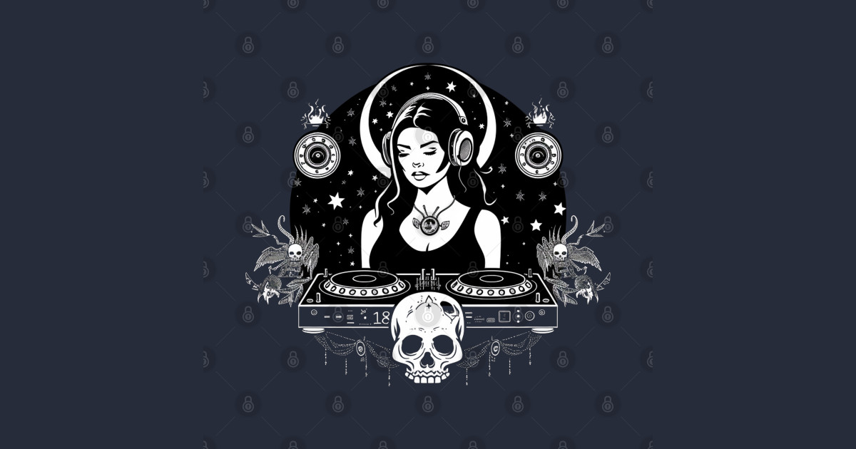 Gothic DJ Witch – Celestial Music Sorceress Design - Gothic Witch - T ...