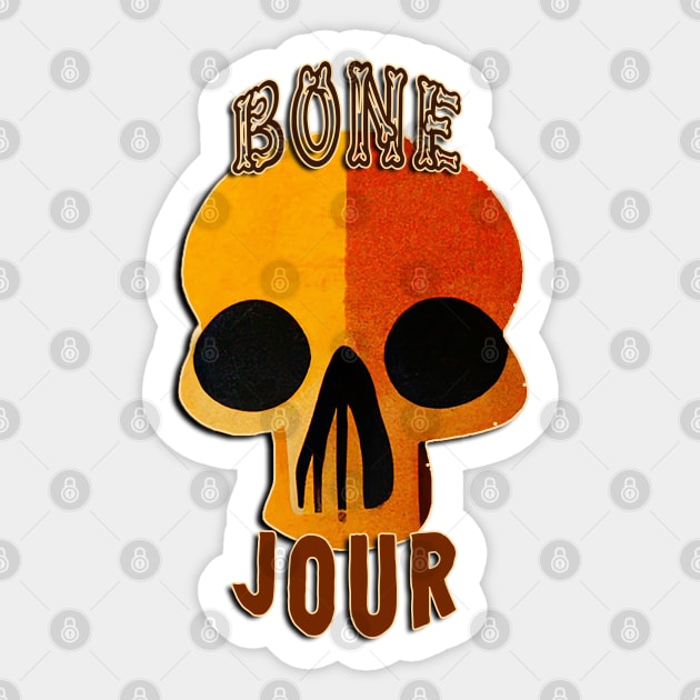 Bone Jour Skull - Bon Jour - Sticker | TeePublic