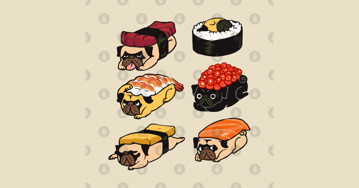 Sushi Pug - Pug - T-Shirt | TeePublic