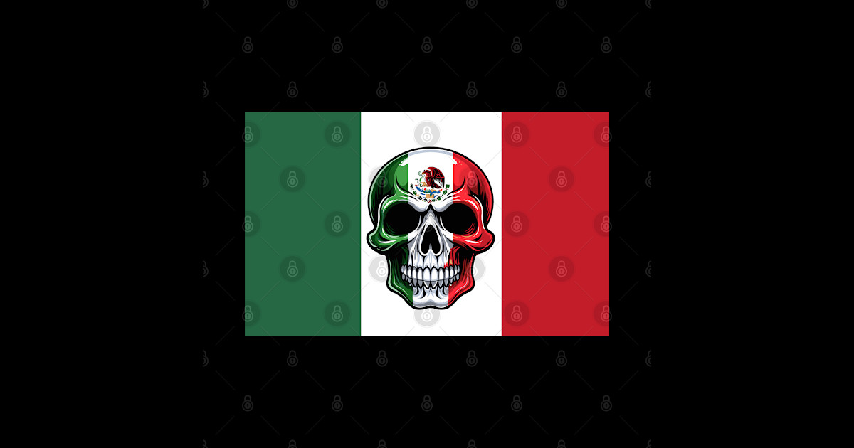 Mexico Skull Flag - Mexico - Sticker | TeePublic