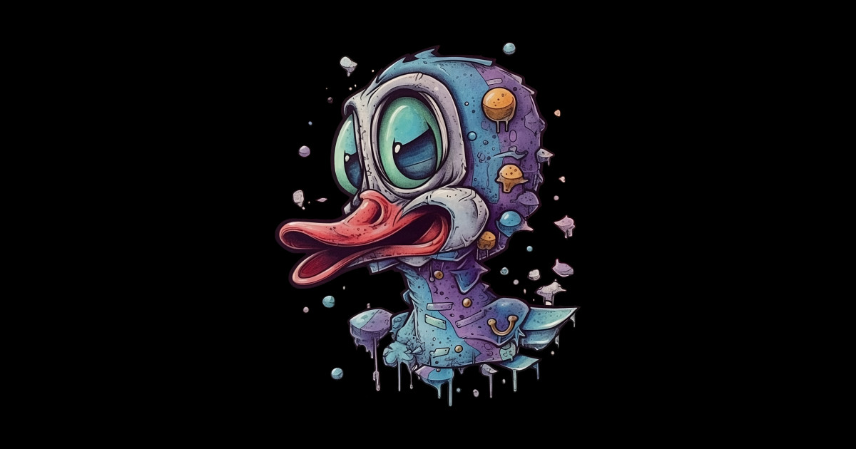 Trippy cartoon duck - Duck - Sticker | TeePublic