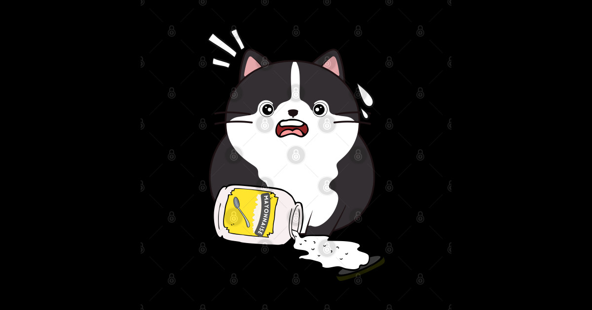 Funny Fat cat spilled mayonnaise - Spilled Mayonnaise - Sticker | TeePublic
