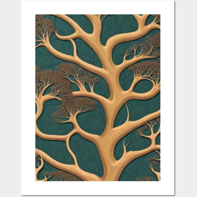 3d golden tree pattern - Pattern - Posters and Art Prints | TeePublic