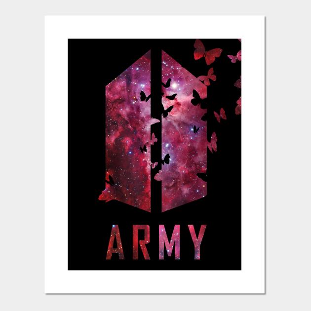 BTS Army logo with destructive butterfly (red galaxy) | Kpop Army - Bts ...