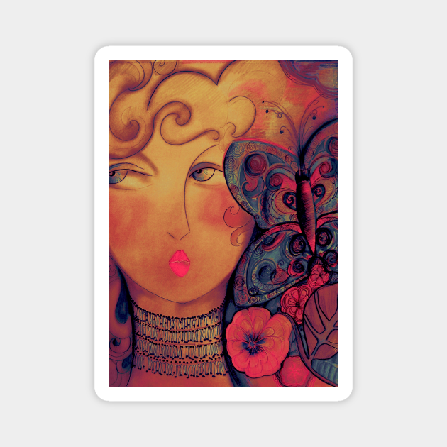 WOODLAND FAIRY ART DECO DOLLY GIRL - Floral - Magnet | TeePublic