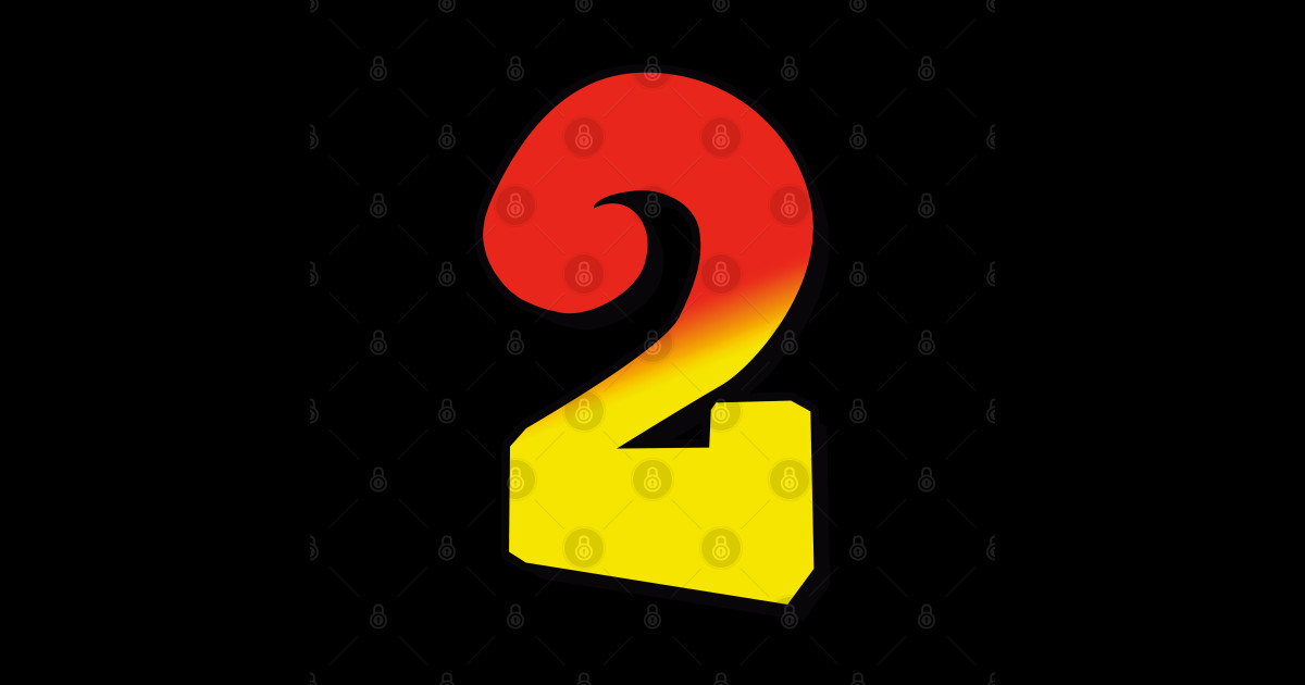Number 2 red / yellow - Numbers - Sticker | TeePublic