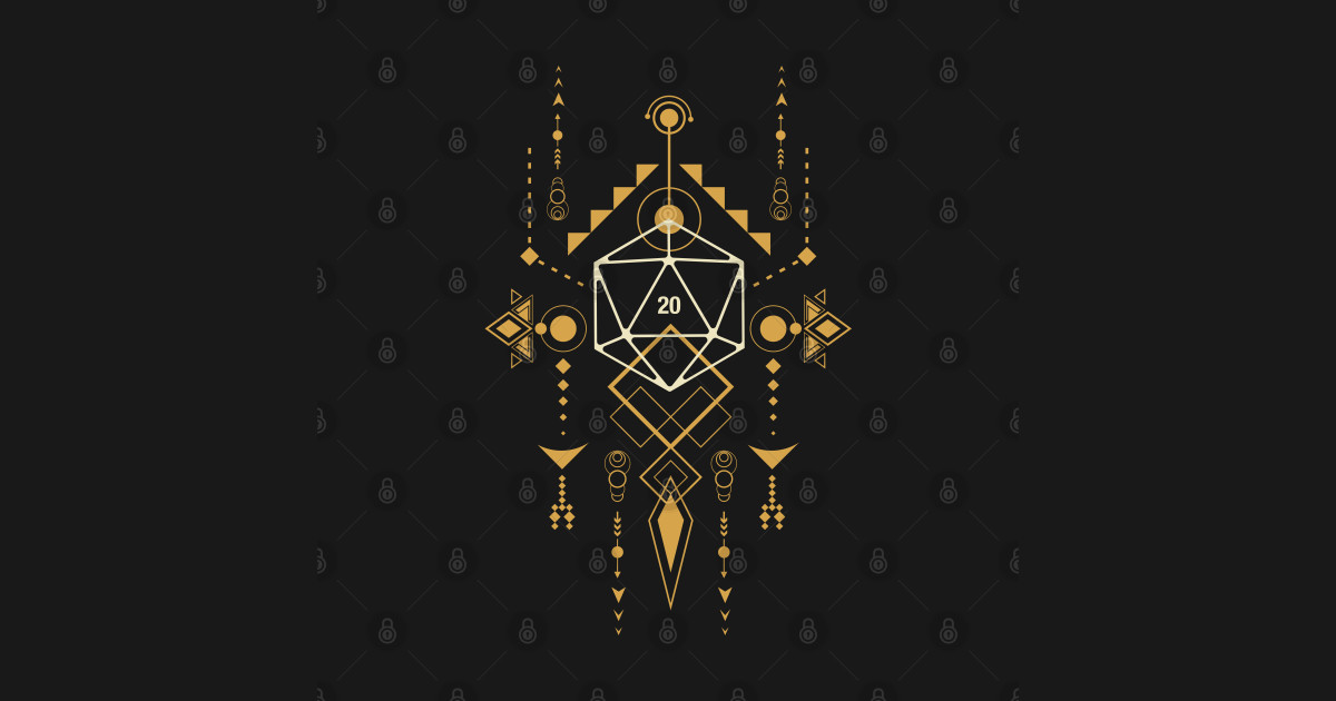 Esoteric D20 Dice Geometric Shapes - Dungeons And Dragons - T-Shirt ...